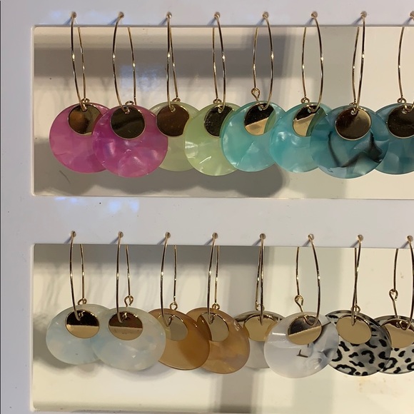Jewelry | Assorted Hoop Earrings With Disc | Poshmark